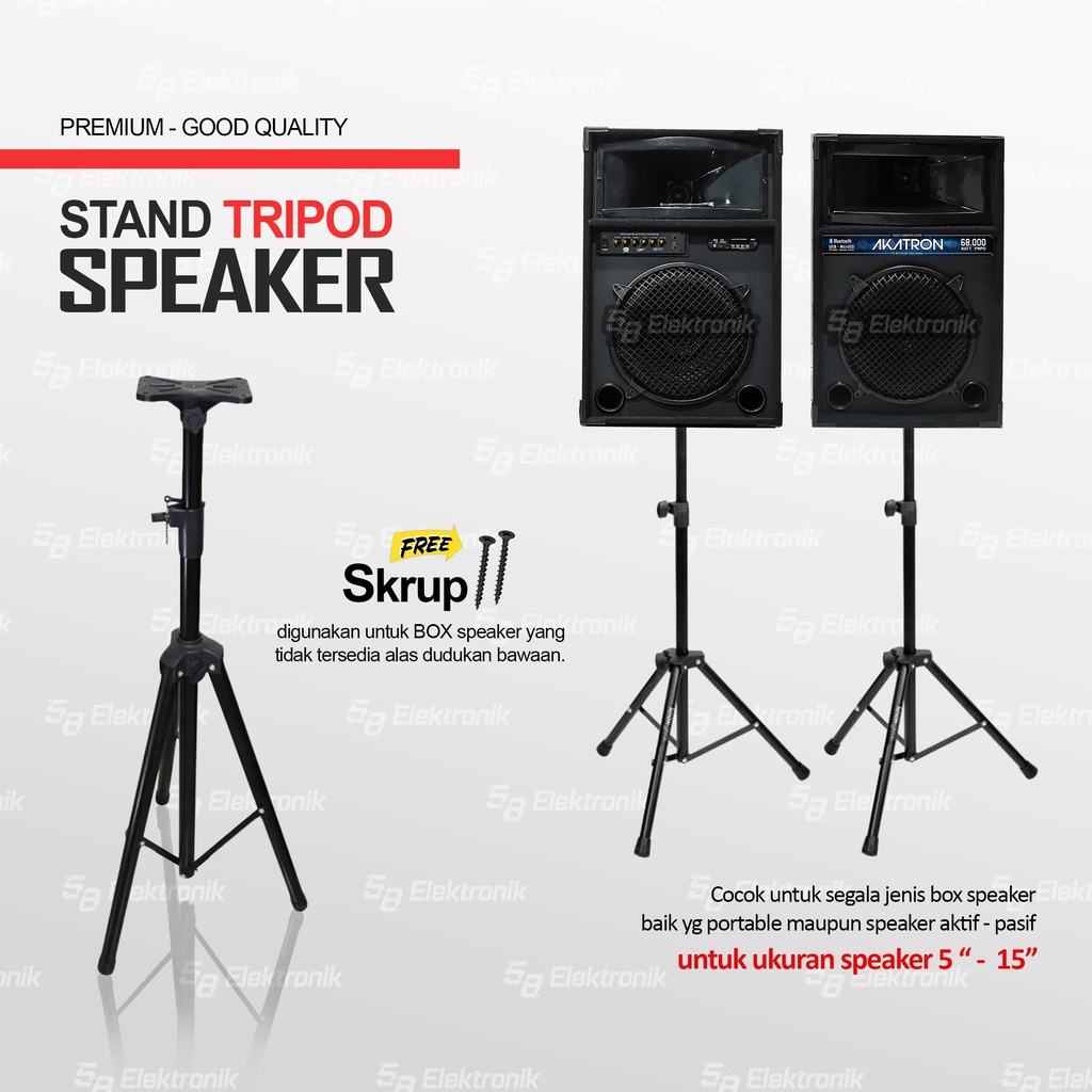 Jual Stand speaker tripod spiker aktif pasif portable universal portabel salon meeting berdiri ...