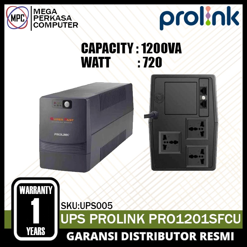 Jual UPS PROLINK PRO1201SFCU Super Fast Charging Line Interactive ...