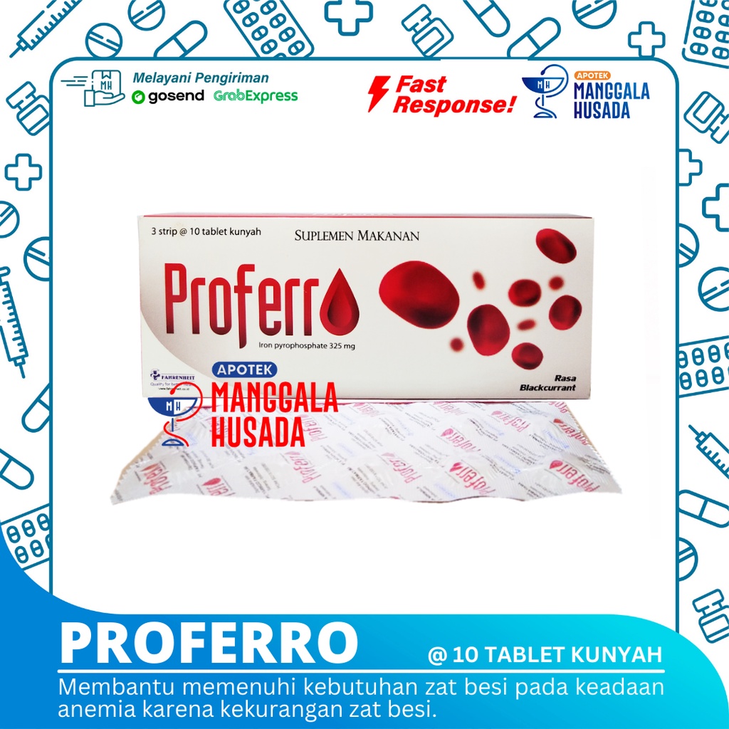 Jual PROFERRO SUPLEMEN ZAT BESI @ 10 TABLET KUNYAH | Shopee Indonesia