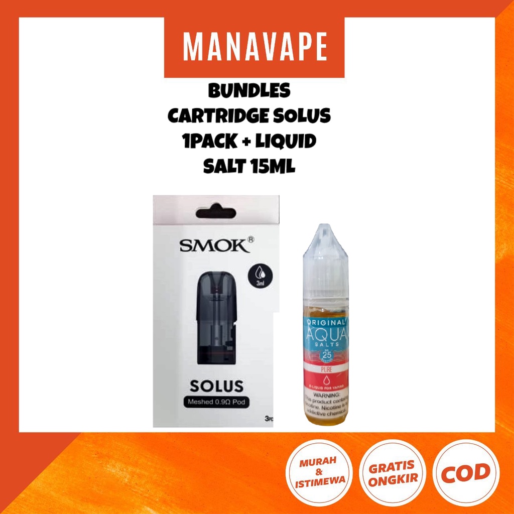 Jual CARTRIDGE SMOK SOLUS AUTHENTIC + LIQUID SALT NIC 15ML | Shopee ...
