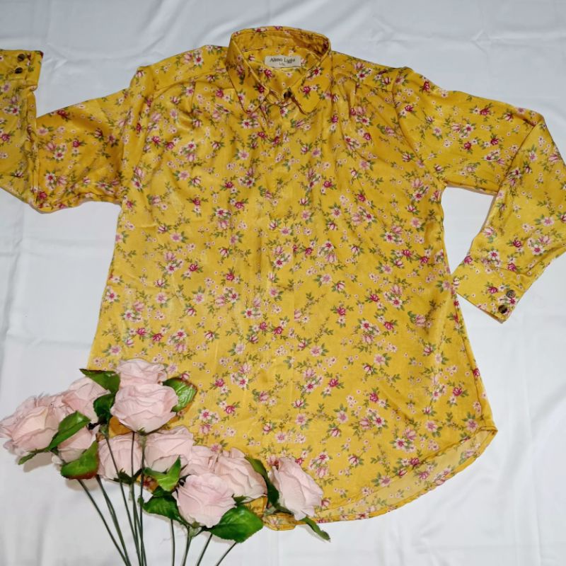 Jual Kemeja Motif Bunga Kuning (PL) | Shopee Indonesia