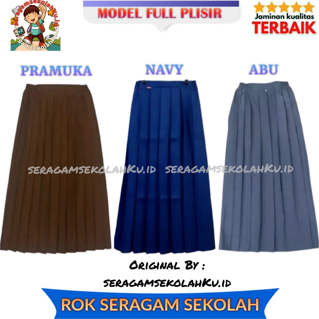 Jual Seragam Sekolah SMP SMA SMU - Rok Panjang Plisir Rempel Warna Abu Biru Navy Coklat Pramuka ...
