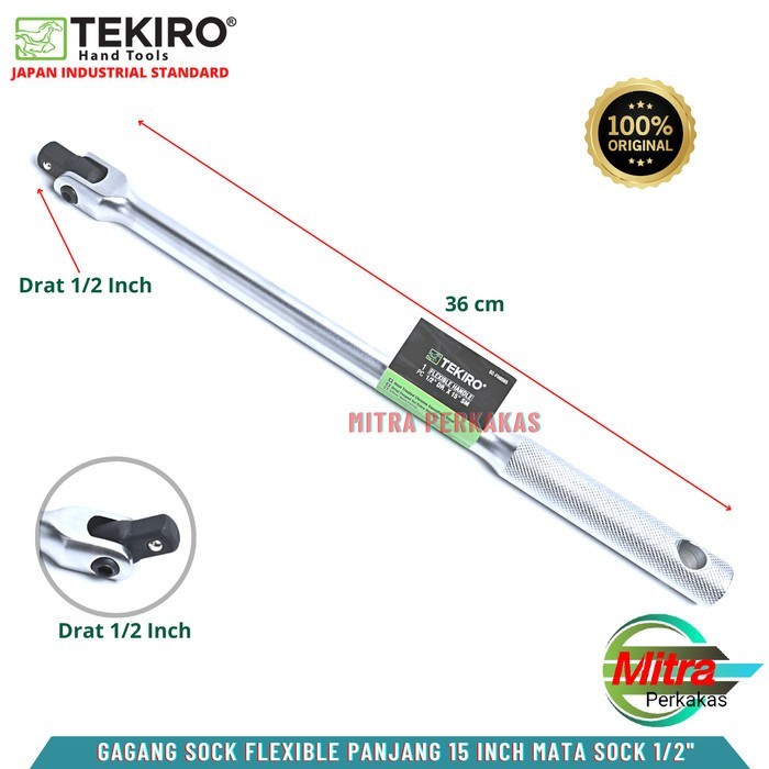 Jual Gagang Sock Flexible 15" Mata Sock 1/2" Tekiro / Kunci Sok ...