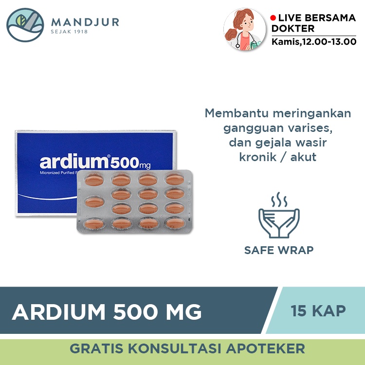Jual Ardium 500 Mg 15 Tablet - Obat Wasir Ambeien Hemoroid Varises ...