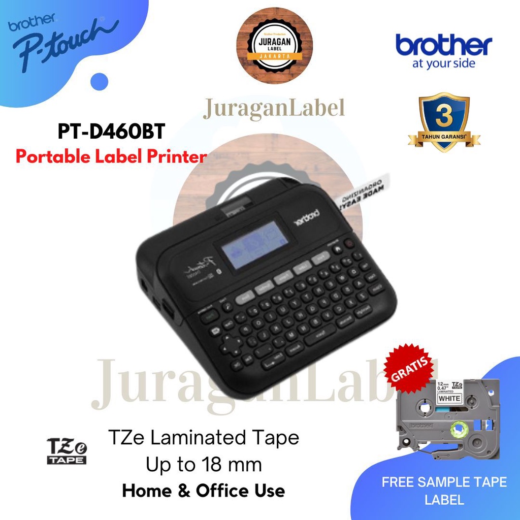 Jual Brother Printer Label PT-D460BT Label Maker Orignal Garansi Resmi ...