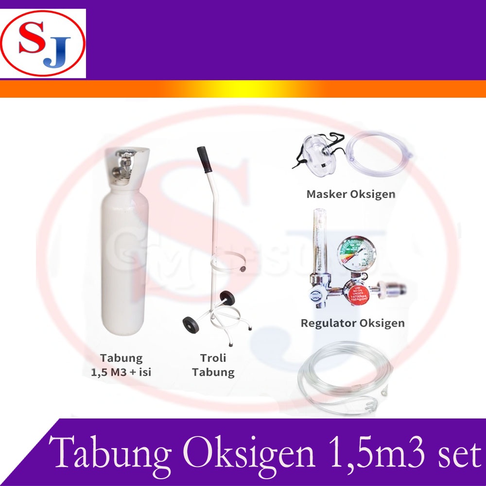 Jual Paket Lengkap Tabung Oksigen 1,5M3 Siap Pake (Tabung Isi + Troly ...
