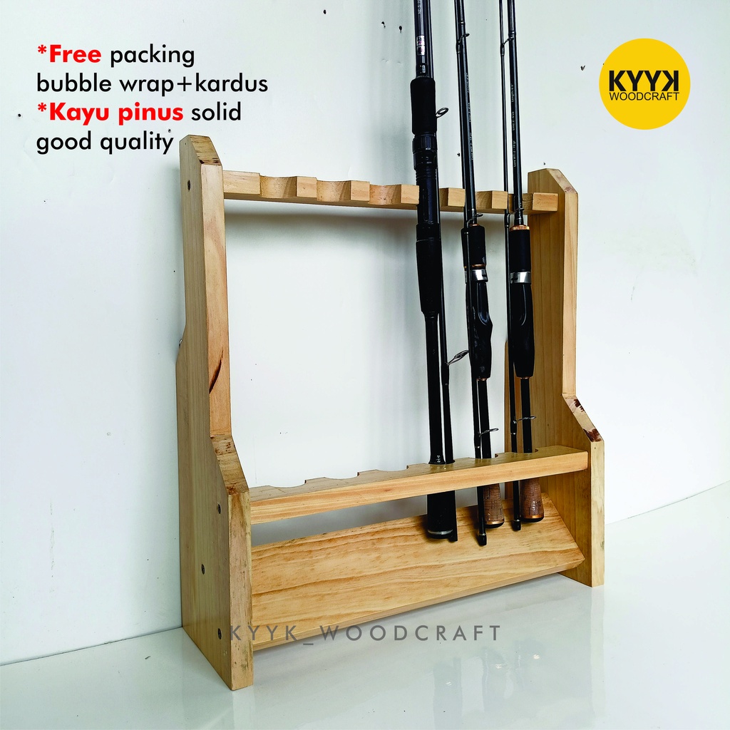 Jual Rak Joran Kayu Portable | Rod Rack | Shopee Indonesia