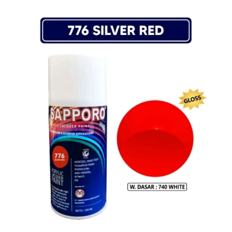 Jual Saporo SAPPORO 776 Silver Red Merah 150ml Atau 300ml Cat Semprot ...