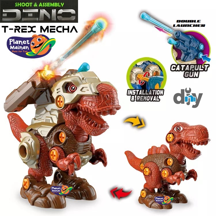 Jual MAINAN DINOSAURUS T-REX MECHA DIY PELUNCUR SOFT BULLET LAUNCHER 2 ...