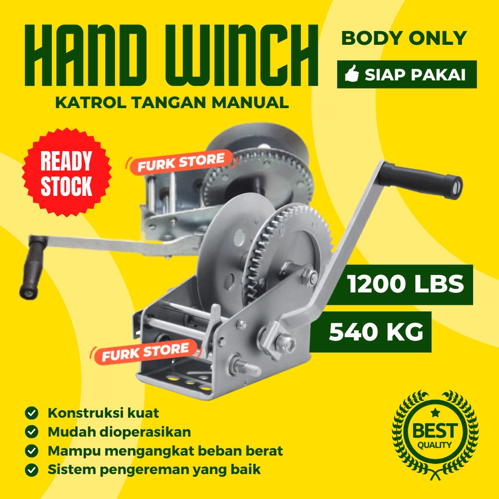 Jual Katrol Manual, Hand Winch, Boat Winch Kapasitas 1200LBS - 540KG ...