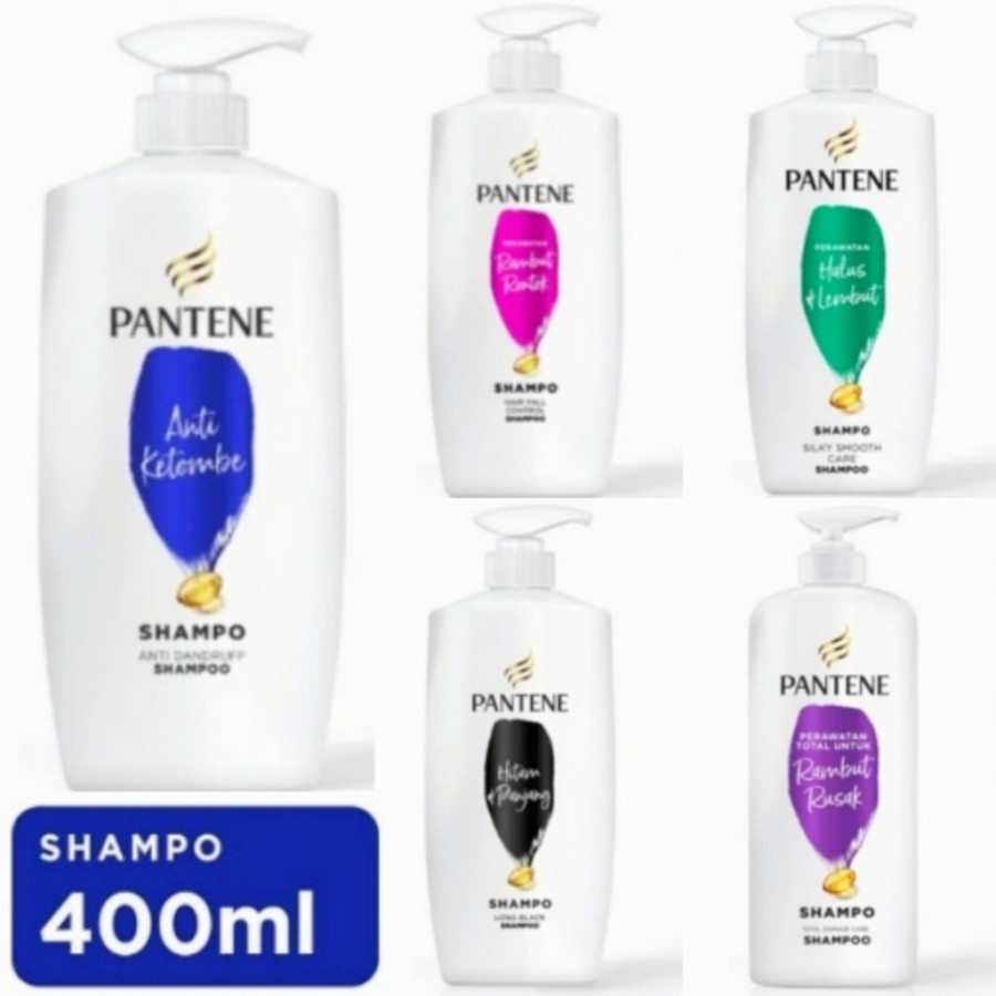 Jual Shampo Pantene Pump 400 ML (Smooth & Silky,Hair Fall Control,Anti Dandruff,Hitam Glow,Total ...