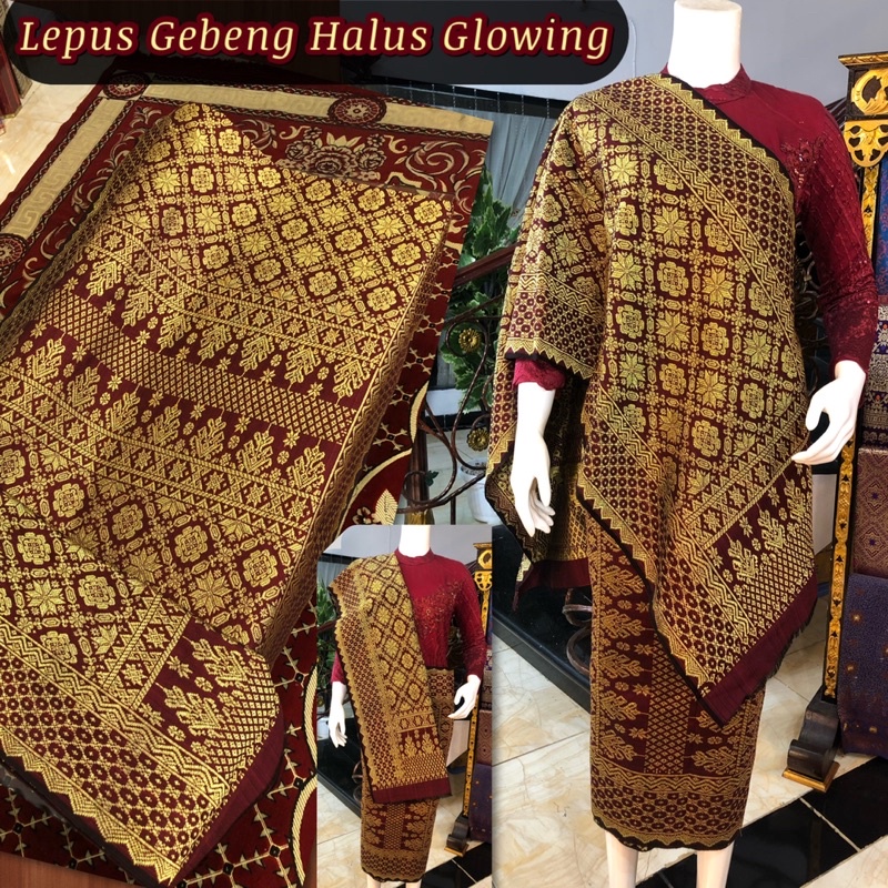 Jual Songket Lepus Gebeng Halus Glowing Merah Maroon /songket tenun asli palembang /ilham ...
