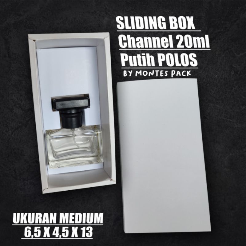 Jual SLIDEBOX POLOS / fit botol CHANEL 20ML / Box sliding channel putih ...