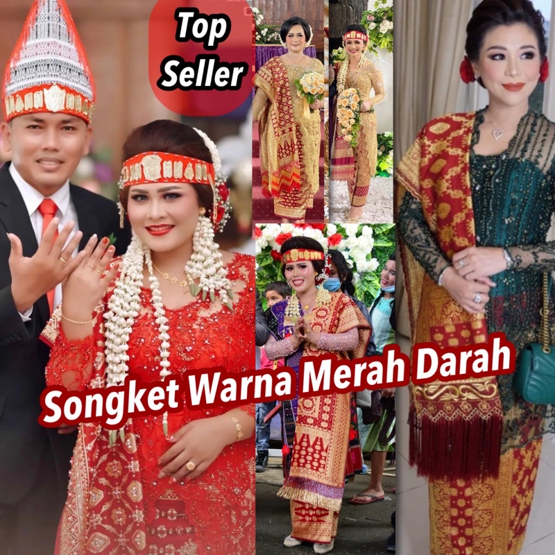 Jual ANEKA SONGKET MERAH DARAH TERBARU/SONGKET TENUN TERBARU | Shopee ...