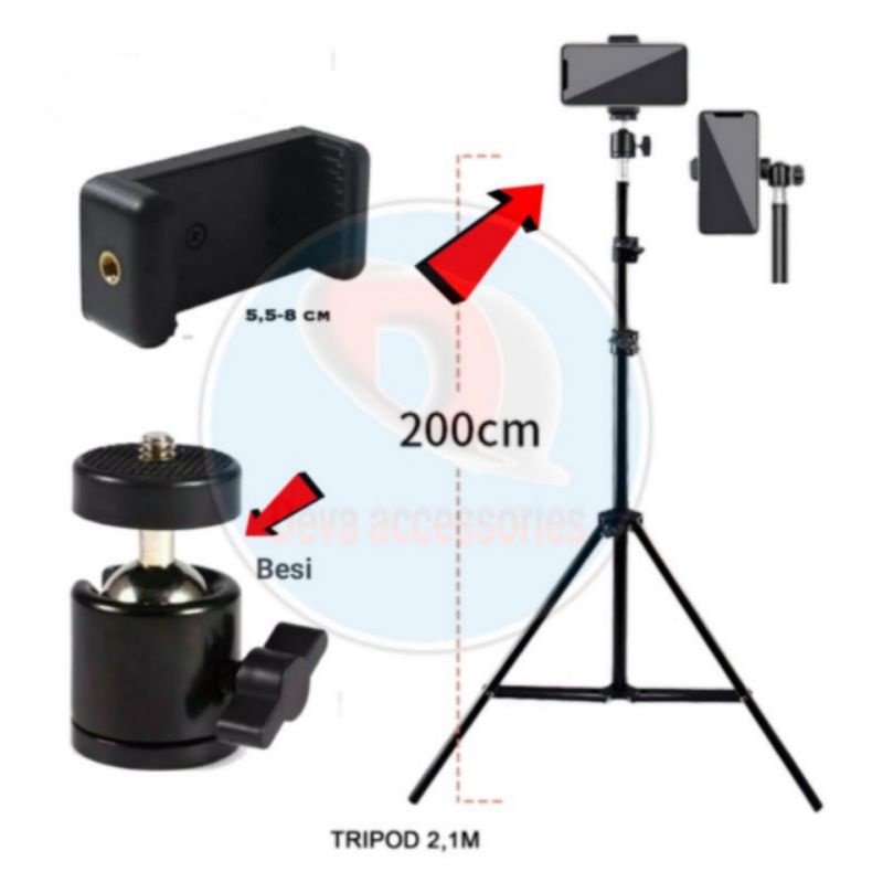 Jual TRIPOD 2 METER TRIPOD HP CAMERA HOLDER U HP + BALLHEAD BESI ...