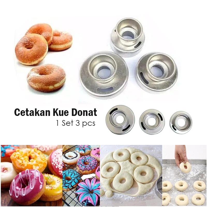 Jual Cetakan Donat 1 Set 3 Ukuran Bahan Aluminium | Shopee Indonesia