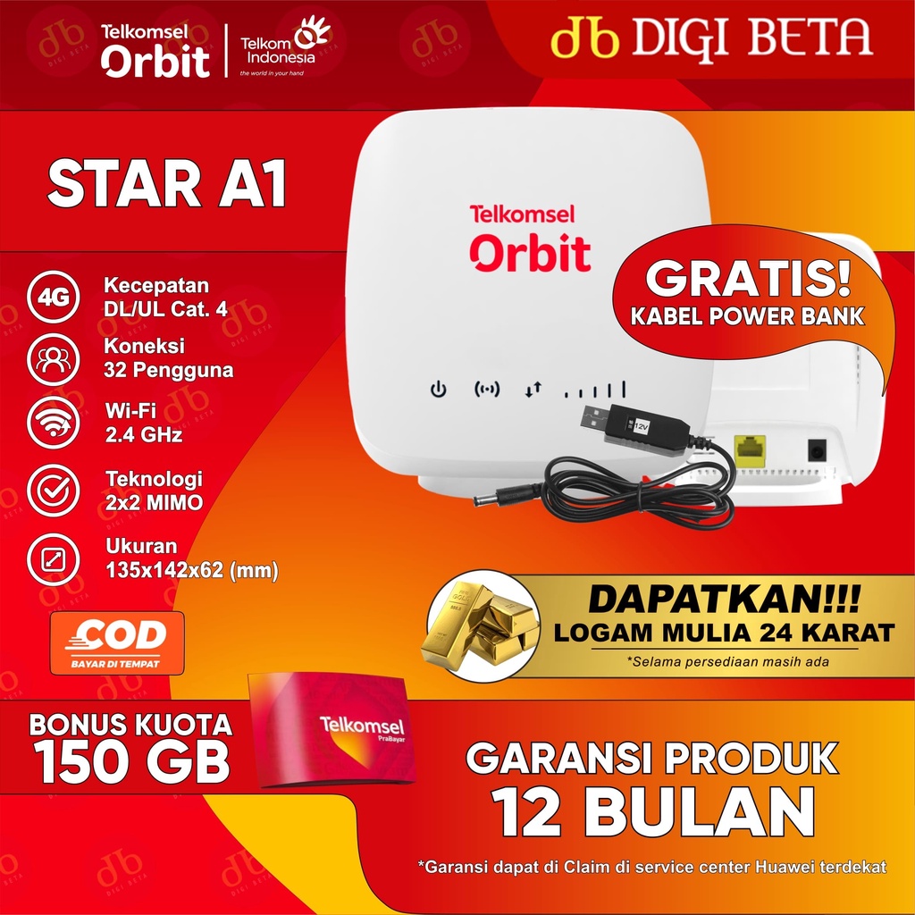 Jual Modem Wifi Mifi Telkomsel Orbit Star A1 Router Advan A10 GSM 4G ...