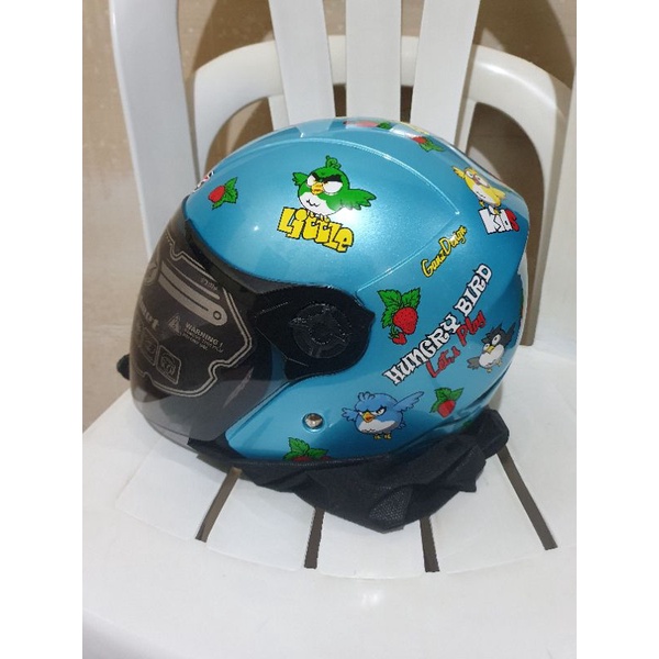 Jual HELM ANAK CORAK BIRU ANGRY BIRD MEREK GANZ SNI | Shopee Indonesia