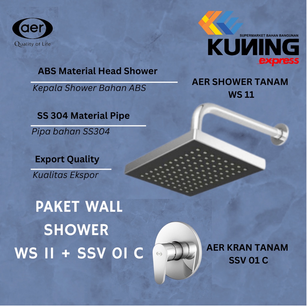 Jual AER - BUNDLING SHOWER TANAM/SHOWER KAMAR MANDI WS 11 + SSV 01 C// PAKET WALL SHOWER ...