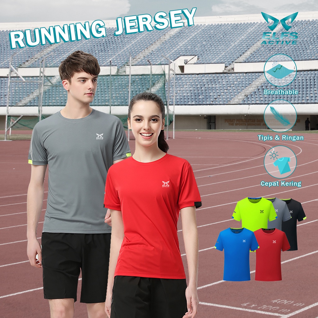 Jual Elfs Active Running Jersey Dry Fit Baju Olahraga Lari | Shopee Indonesia