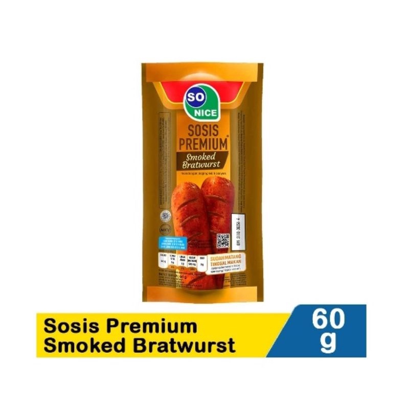 Jual Sosis So Nice Premium 60gr Original Keju Smoked Bratwurst Kenzler ...
