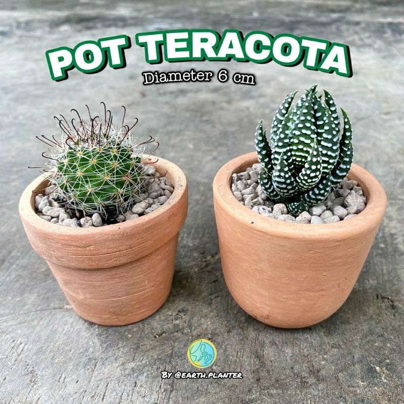 Jual Pot Gerabah Teracota Diameter 6 cm | Pot Mini Tanah Liat Kaktus ...