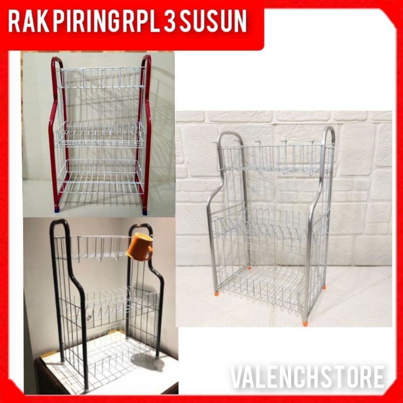 Jual RAK PIRING 3 SUSUN DENGAN GELAS RPL 03 LENGKUNG /RAK DAPUR / RAK ...