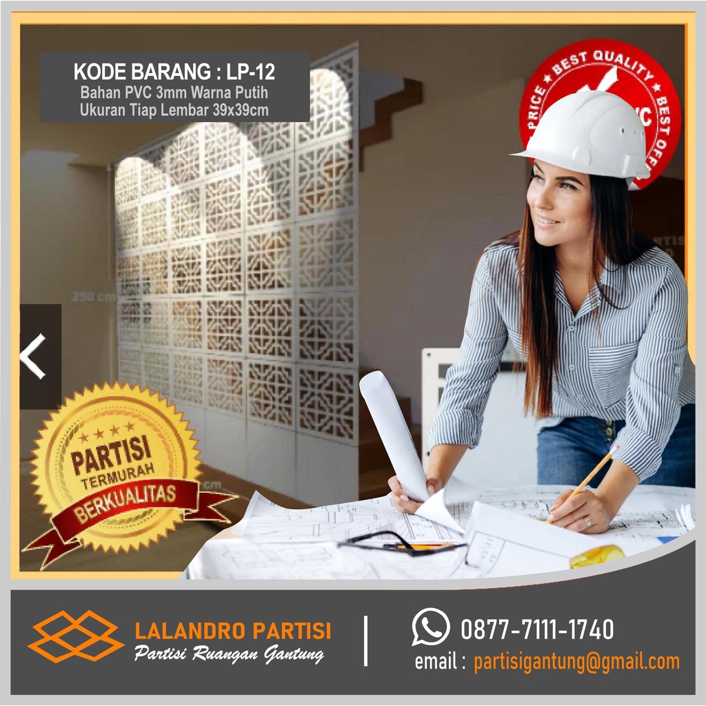 Jual Partisi Ruangan Gantung Motif Islami Kode LP-12 Bahan PVC Putih ...