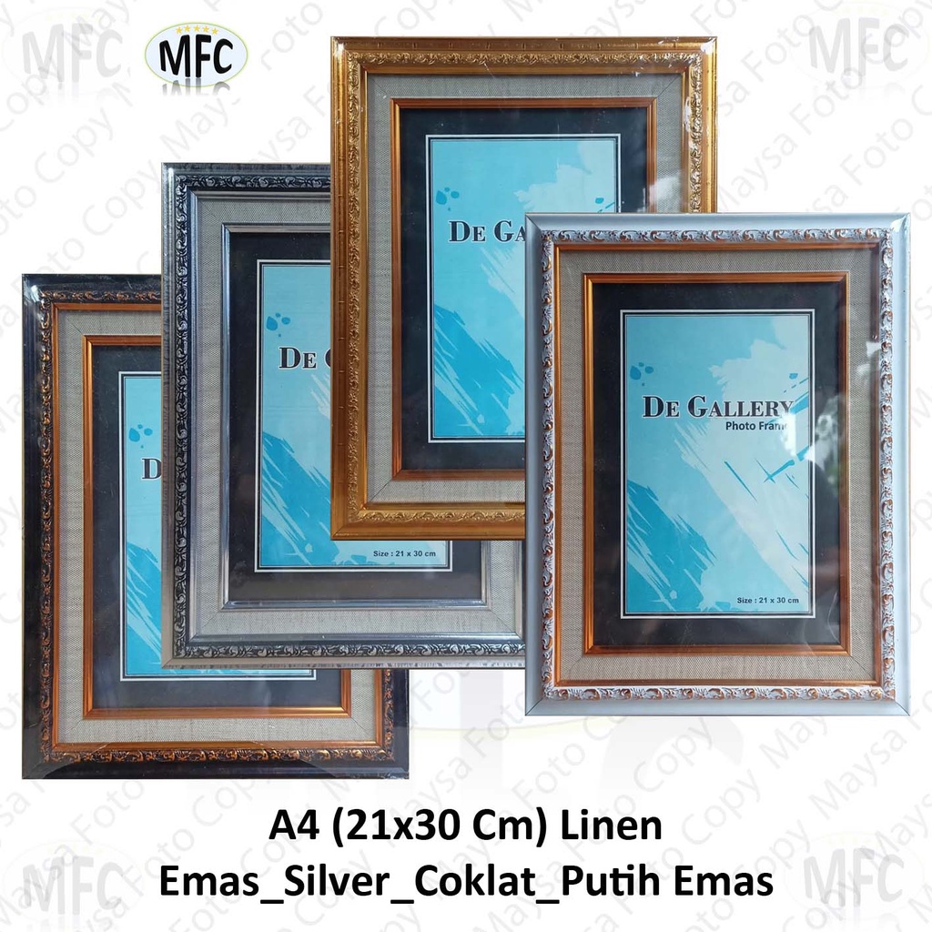 Jual Bingkai Foto A4 (21x30) linen 3cm Ukir Emas_Silver_Coklat_Putih ...