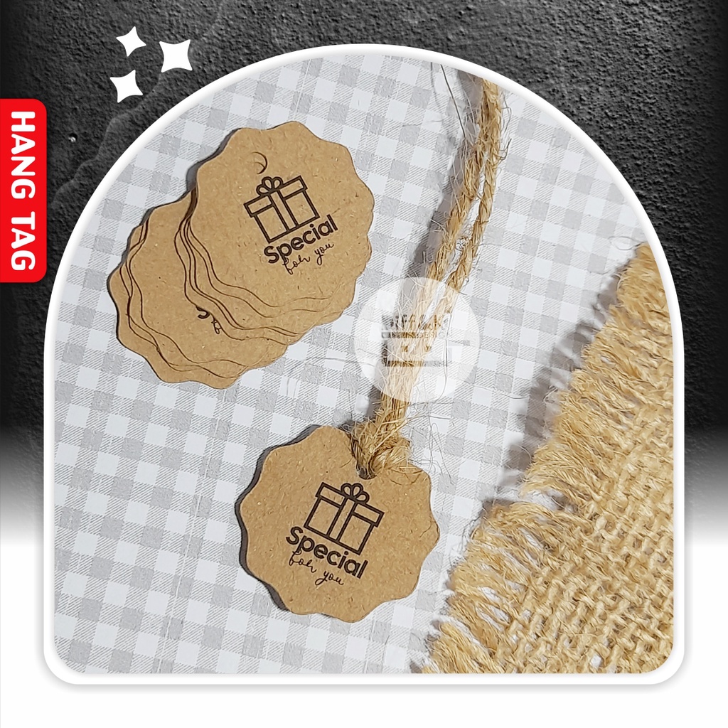 Jual Label Gift Hang Tag Special for you Bulat Gelombang Kraft Rustic ...