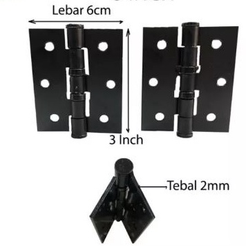 Jual ENGSEL PINTU JENDELA TEBAL BLACK 3"/ENGSEL KUNCI PINTU/DOOR HINGES ...
