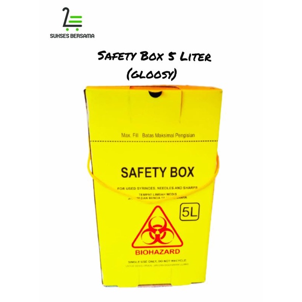 Jual Safety Box 5 Liter Glossy (tali+inner plastik)/Biohazard | Shopee ...