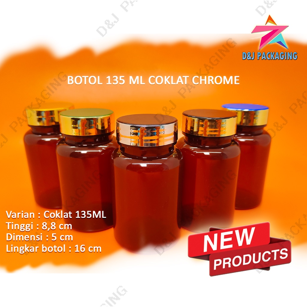 Jual Botol Obat 135 ML Coklat Tutup Chrome Isi 60 Kapsul Free Plug ...