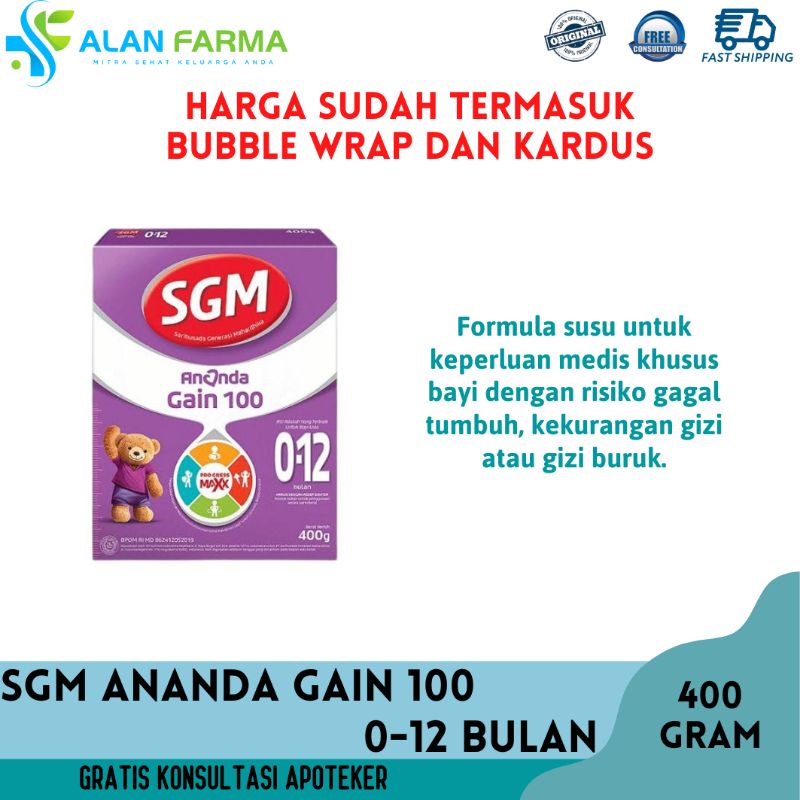 Jual SGM Ananda Gain 100 usia 0-12 bulan 400 gram | Ananda Gain | Shopee Indonesia
