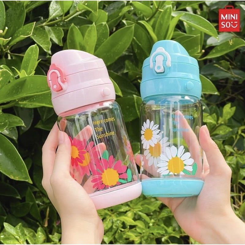 Jual Miniso Botol Minum 520ml Motif Bunga dengan tali bahu | Shopee ...
