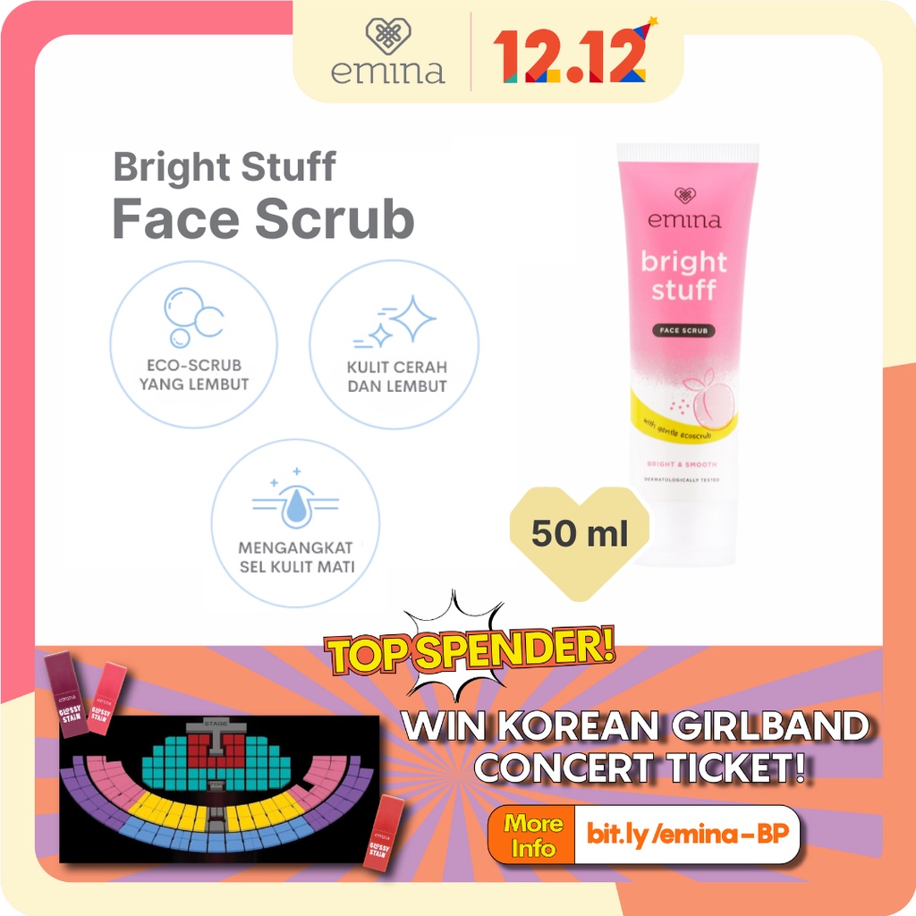 Jual Emina Bright Stuff Face Scrub 50 mL - Scrub Wajah Cerah Glowing ...