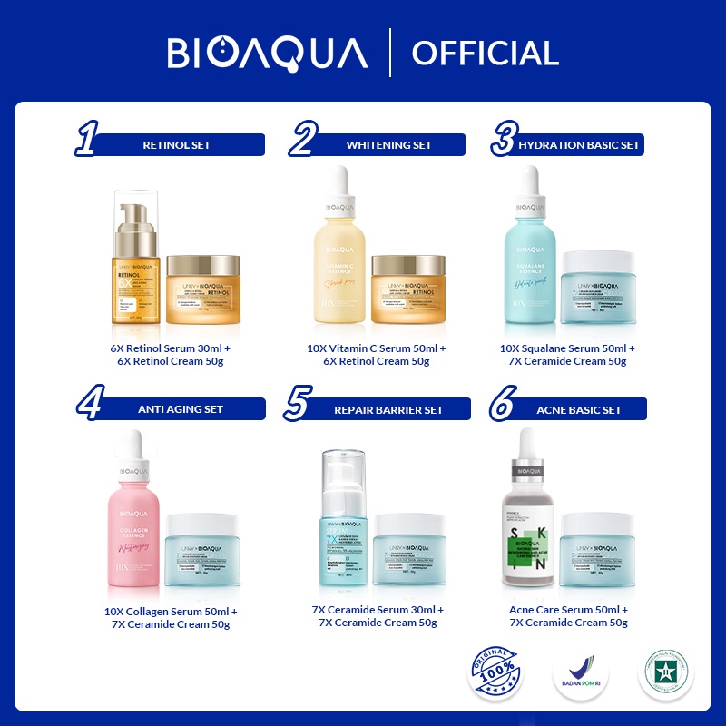 Jual BIOAQUA 2pcs Set With Serum Wajah + Cream Skincare Paket Whitening ...