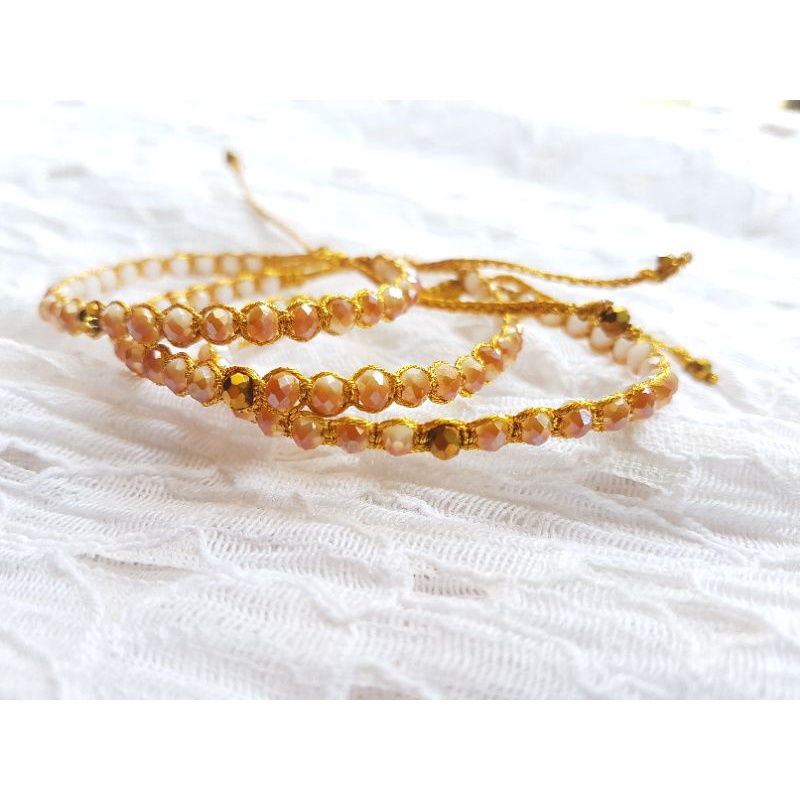 Jual Gelang tangan SMOKED WHITE CRYSTAL | gelang tali model serut ...