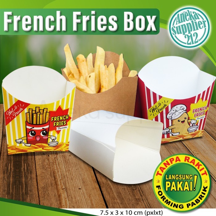 Jual Box Kotak Dus Kentang Goreng M - 7.5x3x12 cm (50 pcs) | Shopee ...
