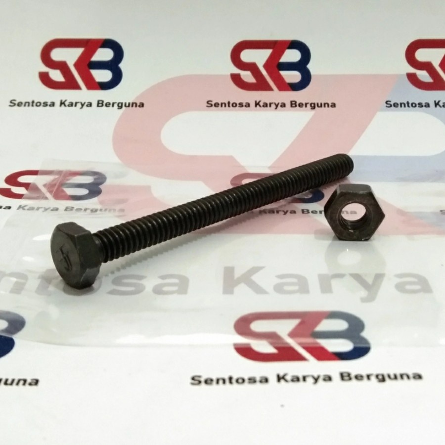 Jual Baut Mur NC 1/4x3 Hitam Kasar Drat 10 Panjang 75mm 7.5cm | Shopee ...