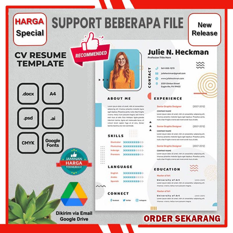 Jual 90 File Template CV Ats Friendly & Resume Lamaran Kerja Word dan ...