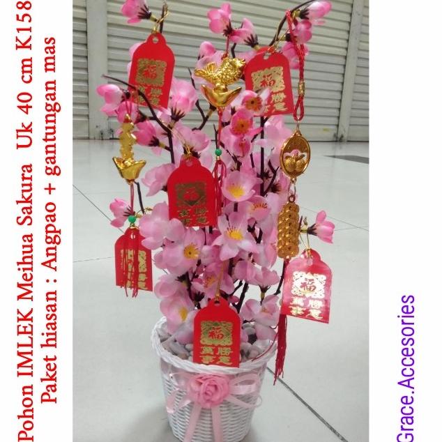 Jual Pohon Imlek Meihoa Angpao Sakura 40 Cm Paket Hiasan | Shopee Indonesia