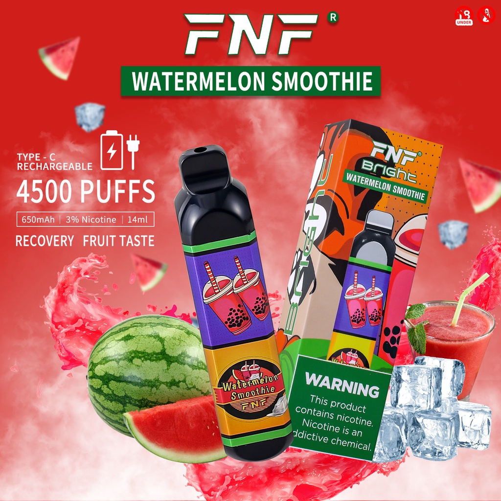 Jual FNF Type-C Disposable Pods 4500 Puffs Watermelon-ice flavor Vape ...