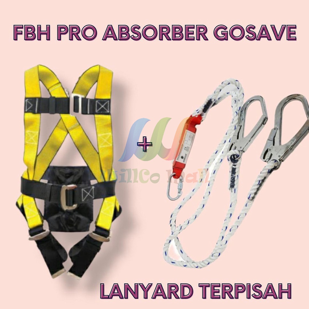 Jual Full Body Harness Absorber Double Lanyard Big Hook Safety Belt Sabuk Merk GOSAVE | Shopee ...