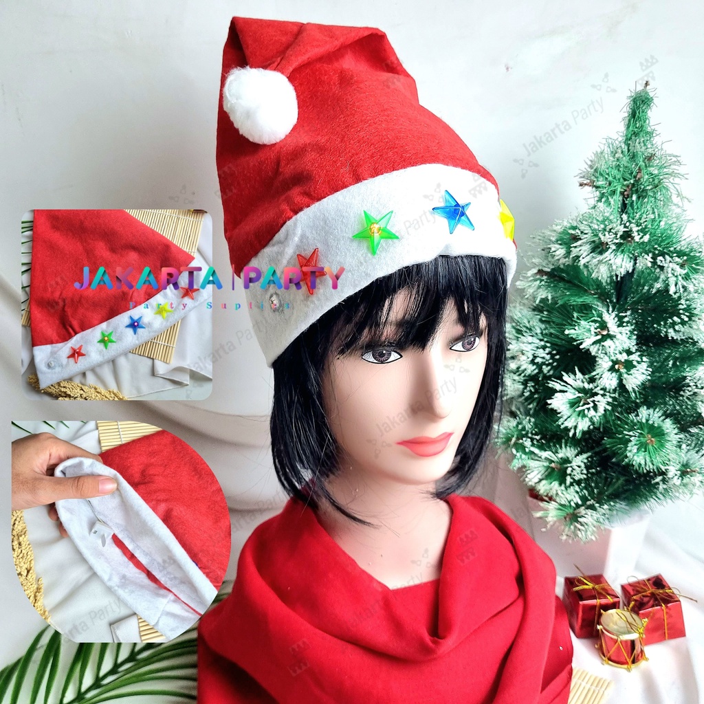Jual Topi Natal LED All Size / Topi Santa / Topi Christmas / Topi Xmas ...