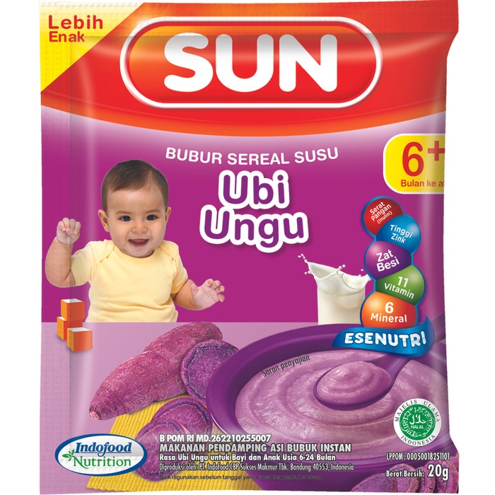 Jual Sun Bubur Sereal Susu Ubi Ungu Sachet 20 Gr x 1 Pcs | Shopee Indonesia