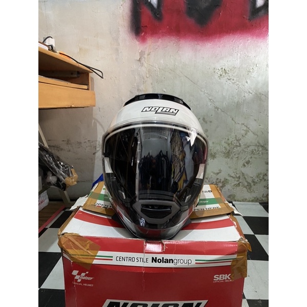 Jual helmet helm nolan n44 putih white | Shopee Indonesia