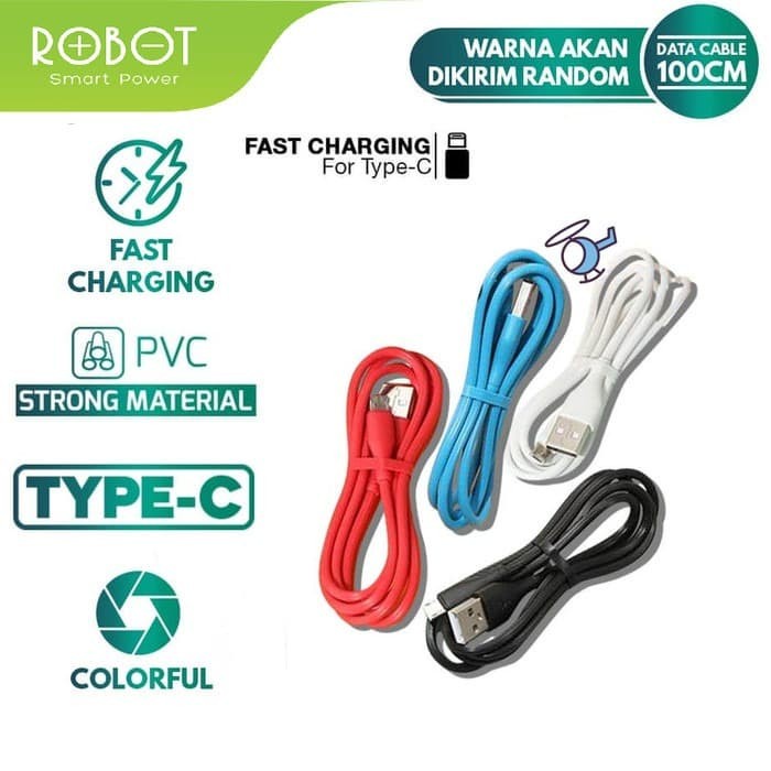 Jual KABEL DATA ROBOT RT-TC100S TYPE C 2,4 A FAST CHARGING ORIGINAL ...