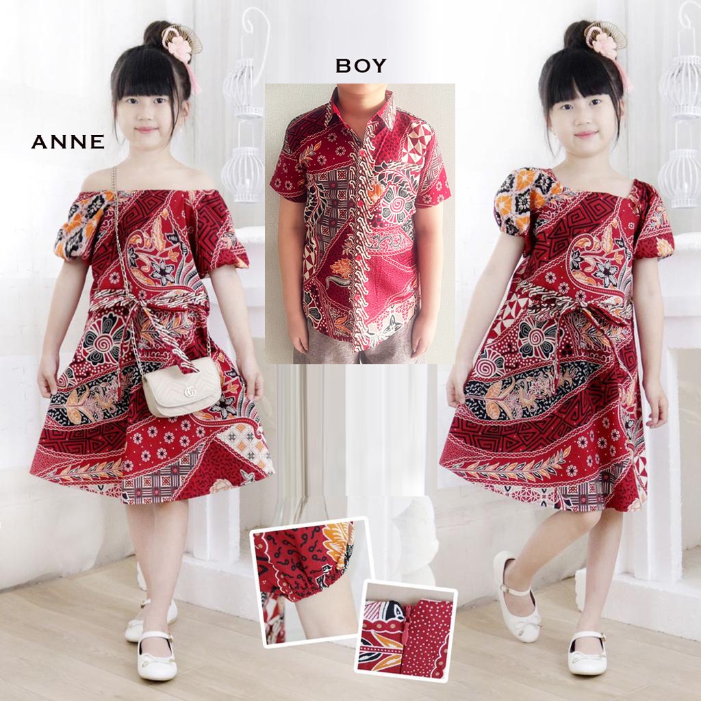Jual Anne / Boy Kids Dress Batik Anak Perempuan Baju Batik Anak Cewek ...