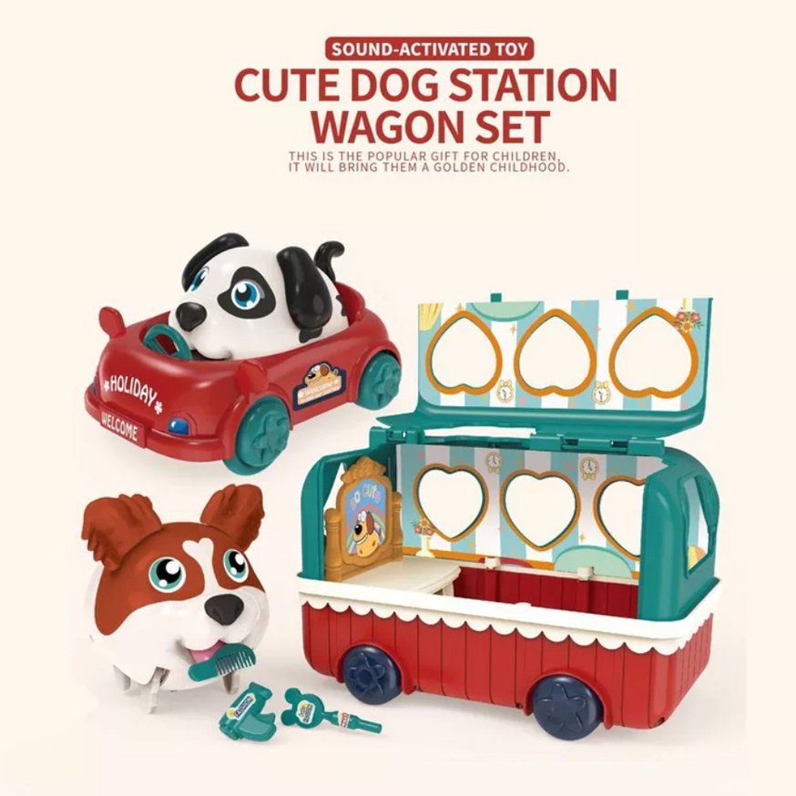 Jual Mainan Robot Anjing Voice Control Puppy Toys Mobil dan Wagon Set ...